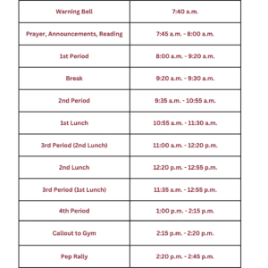 Bell Schedules | Private Catholic High School in New Orleans, Louisiana ...